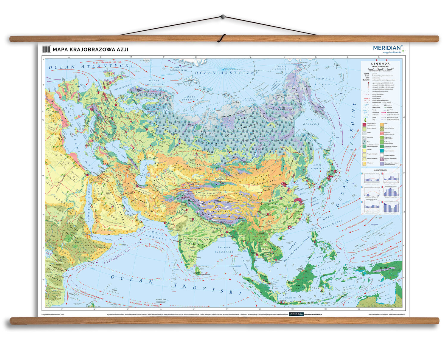 Mapa krajobrazowa Azji - pomoc dydaktyczna Meridian